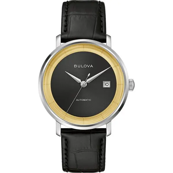 Bulova Frank Sinatra Rat Pack Leather Strap Watch - Silverone