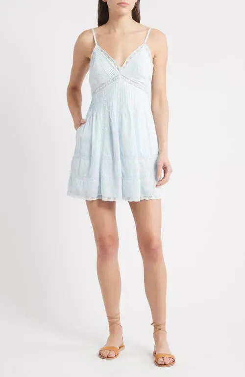 LoveShackFancy Docila Lace & Pintuck Cotton Minidress - Blue