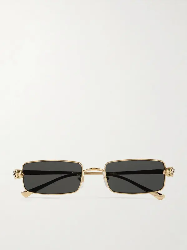 CARTIER Panthère Rectangle-frame -tone Sunglasses - Gold