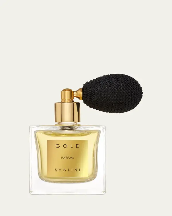 SHALINI PARFUM Gold Parfum Cubique Glass Flacon With Black Bulb Atomizer - One-color