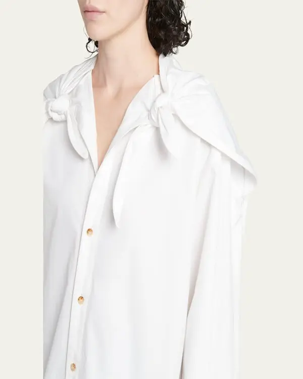 Bottega Veneta Knotted Cotton Canvas Shirt - Bianco