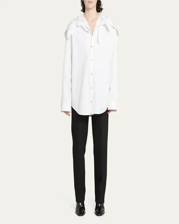 Bottega Veneta Knotted Cotton Canvas Shirt - Bianco