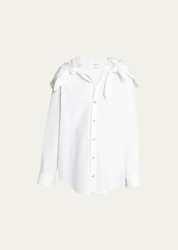 Bottega Veneta Knotted Cotton Canvas Shirt - Bianco