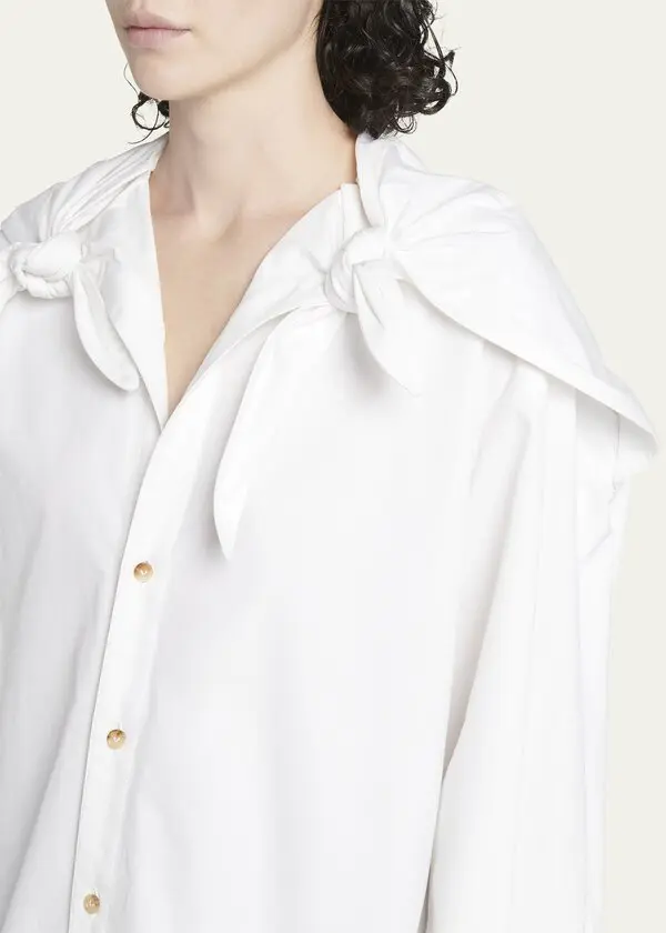 Bottega Veneta Knotted Cotton Canvas Shirt - Bianco