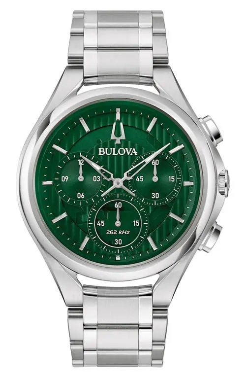Bulova Curv Bracelet Chronograph Watch - Silverone