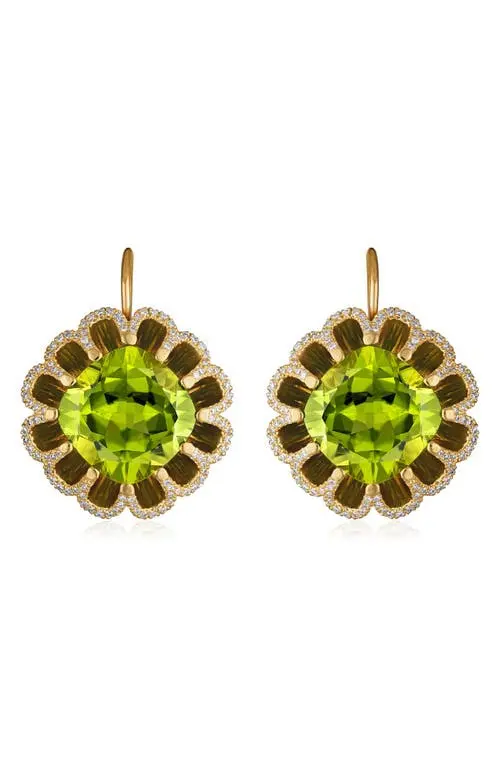 MINDI MOND Floating Peridot And Diamond Drop Earrings - Gold/peridot/diamond