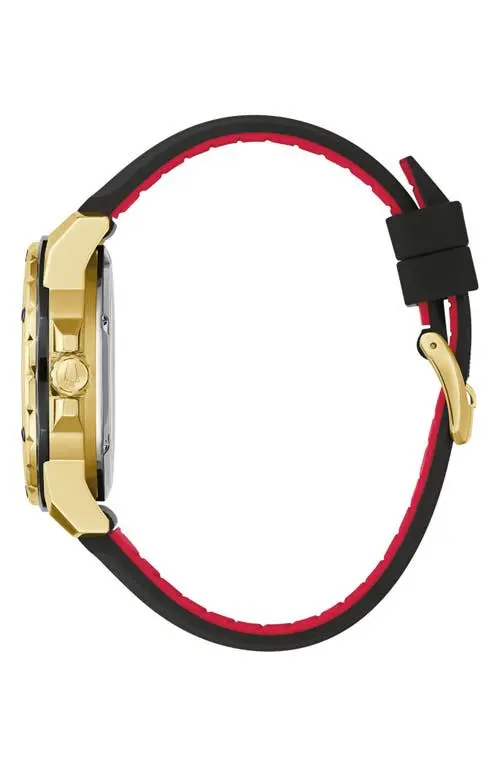Bulova Marine Star Series Automatic Silicone Strap Watch - Gold-tone