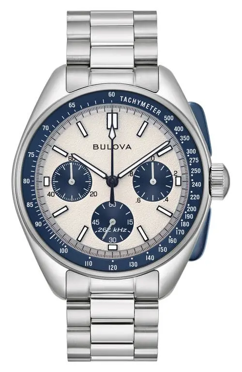 Bulova Lunar Pilot Chronograph Watch - Silverone