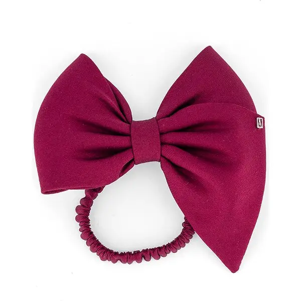 Alexandre De Paris Silk Twill Bow Scrunchie - Burgundy