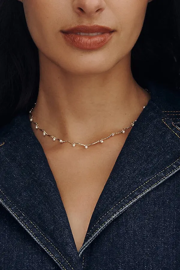 Anthropologie Drippy Crystal Necklace - Pearl
