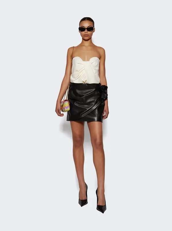 Magda Butrym Draped Leather Mini Skirt - Black