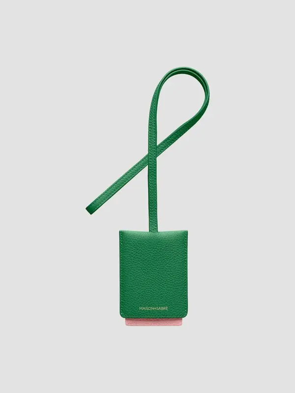 MAISON DE SABRE Leather Id Lanyard Holder - Emerald Lily