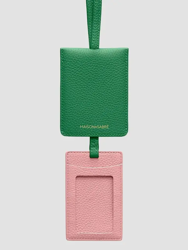 MAISON DE SABRE Leather Id Lanyard Holder - Emerald Lily