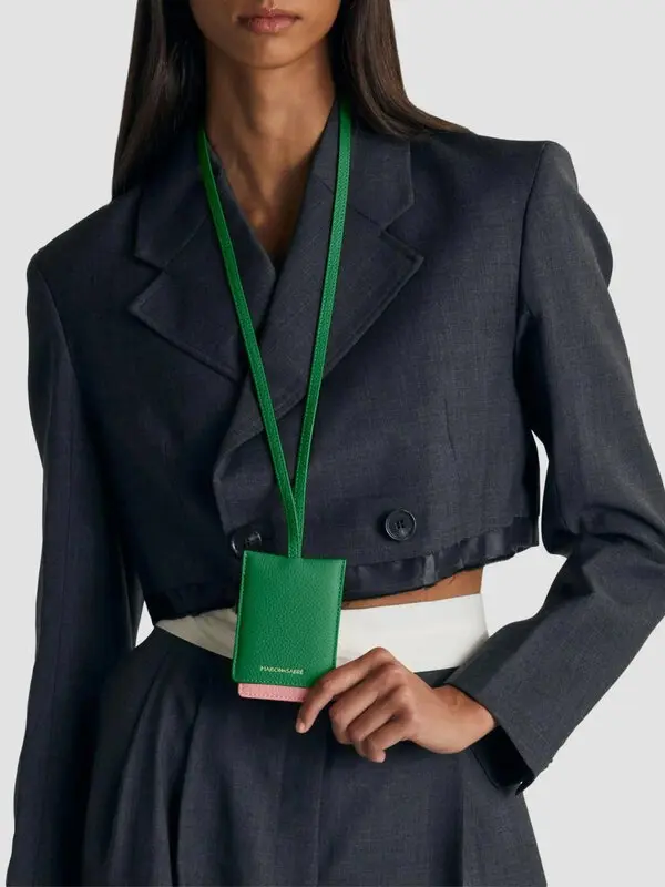 MAISON DE SABRE Leather Id Lanyard Holder - Emerald Lily