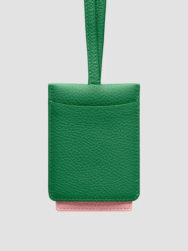 MAISON DE SABRE Leather Id Lanyard Holder - Emerald Lily