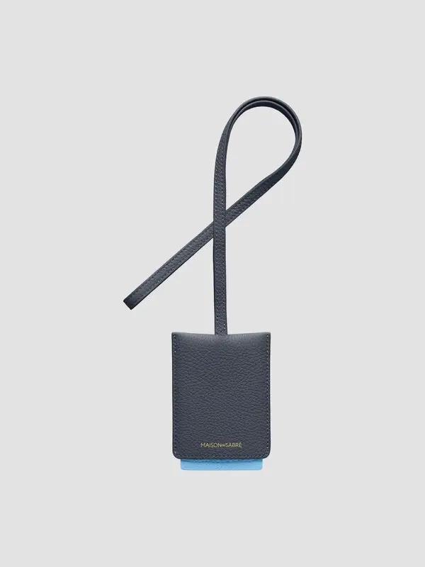 MAISON DE SABRE Leather Id Lanyard Holder - Graphite Sky