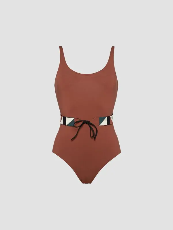 ERES Damier Belted One-piece Swimsuit - Medina