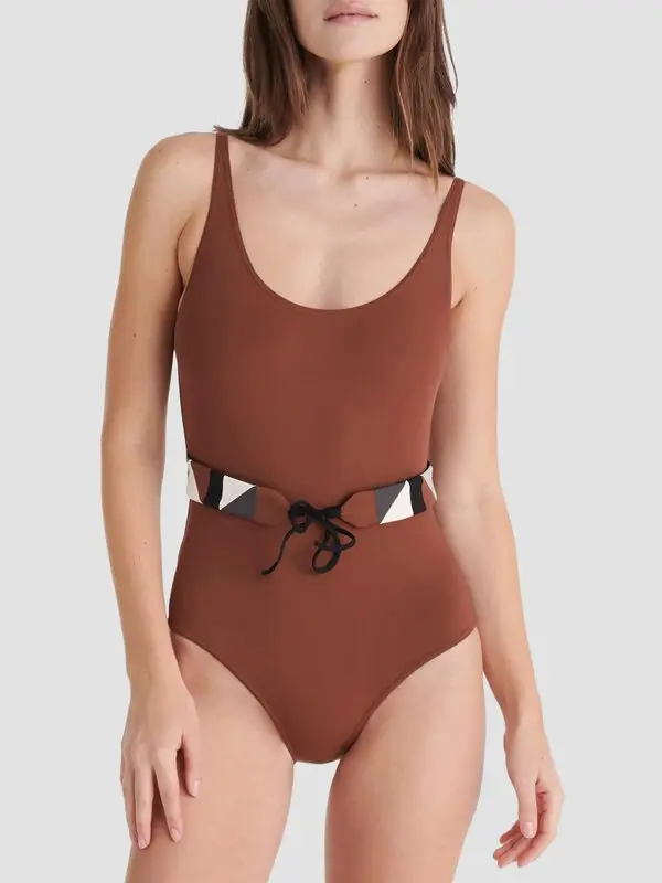 ERES Damier Belted One-piece Swimsuit - Medina