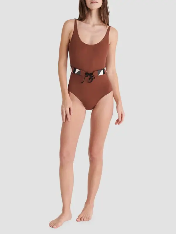 ERES Damier Belted One-piece Swimsuit - Medina