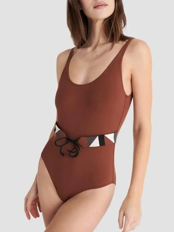 ERES Damier Belted One-piece Swimsuit - Medina