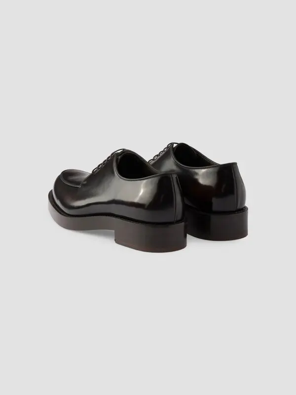 Prada Brushed Leather Derby Shoes - Brown