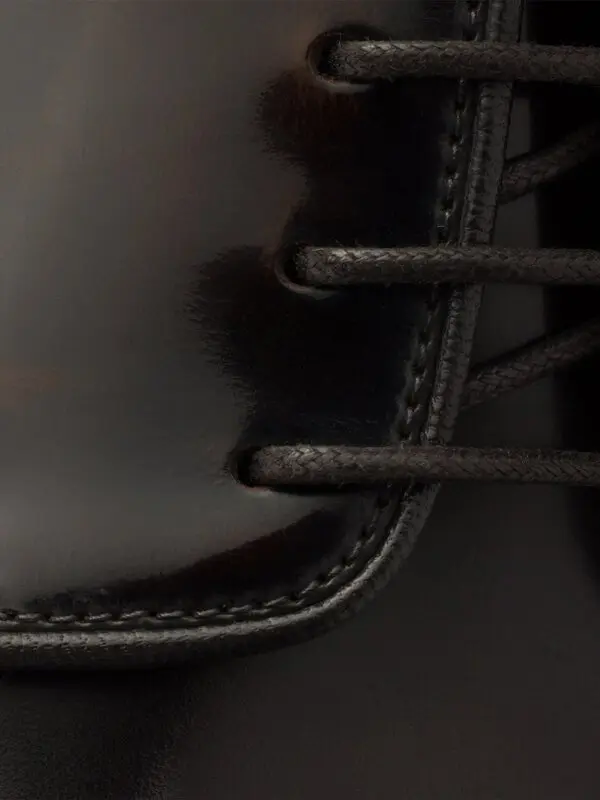 Prada Brushed Leather Derby Shoes - Brown