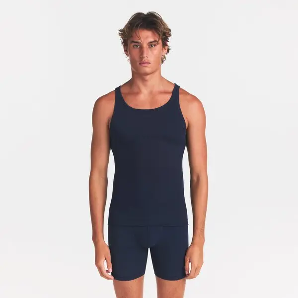 SKIMS Rib Tank Top 3 Pack | Blue | | Cotton - Ecru Multi