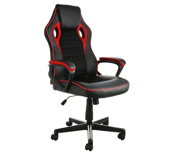 ELAMA Adjustable Faux Leather Gaming Chair With Mesh - One-color