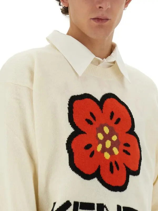 スウェット・トレーナー Kenzo Jersey With Embroidery Boke Flower Kenzo Jersey With Boke Flower Embroidery - White - 30% Off