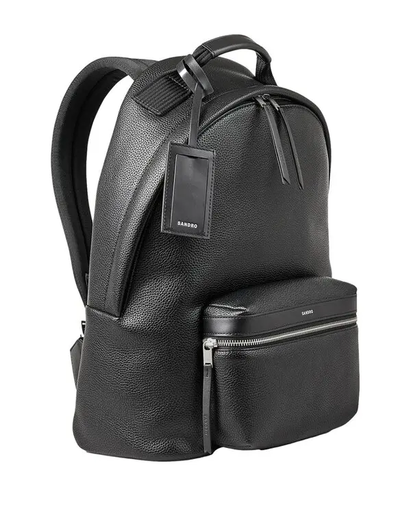 Sandro Coated Canvas Backpack - Black