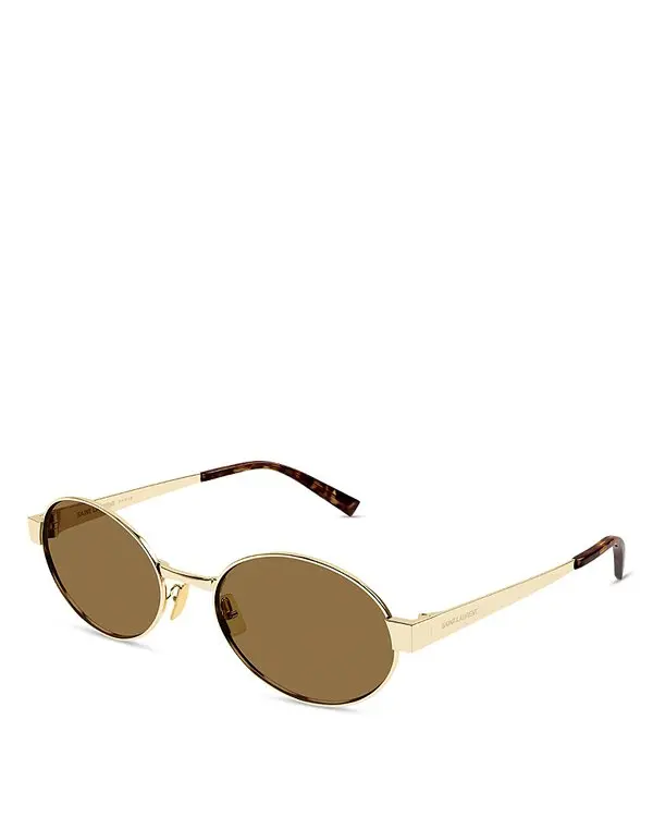 Saint Laurent Fashion Icons Oval Sunglasses, 55mm - Gold/brown Solid