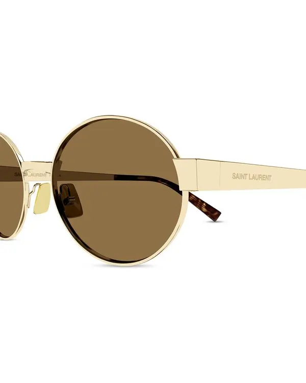 Saint Laurent Fashion Icons Oval Sunglasses, 55mm Gold/Brown