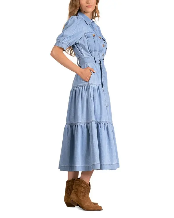Elan Cotton Tiered Shirt Dress