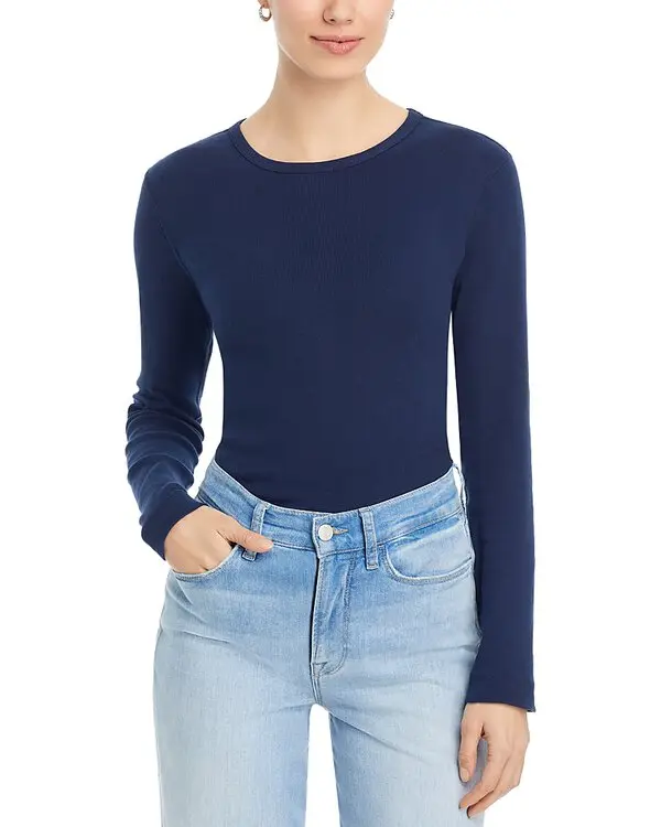 Three Dots Long Sleeve Top - Navy