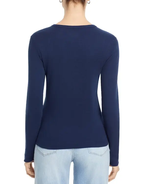 Three Dots Long Sleeve Top - Navy