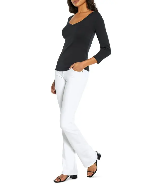 Three Dots Cotton V-neck Tee - Black