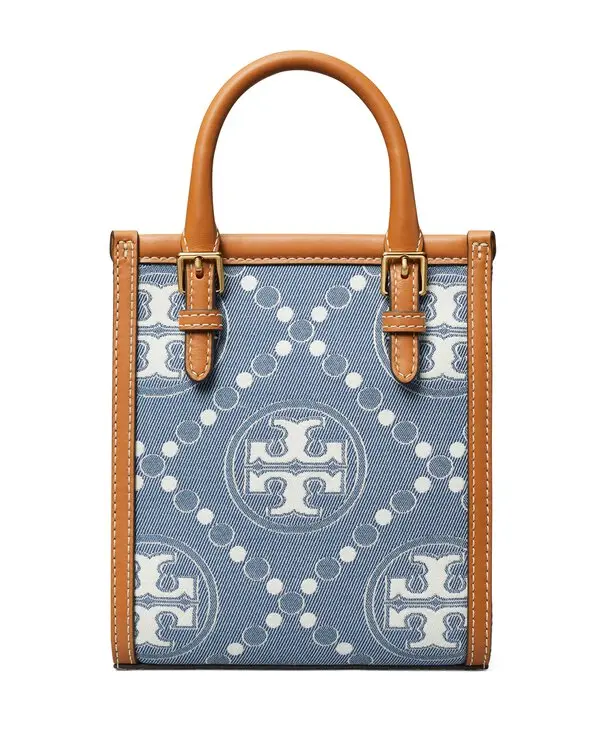 Tory Burch Mini T Monogram Denim Tote - Multi/gold