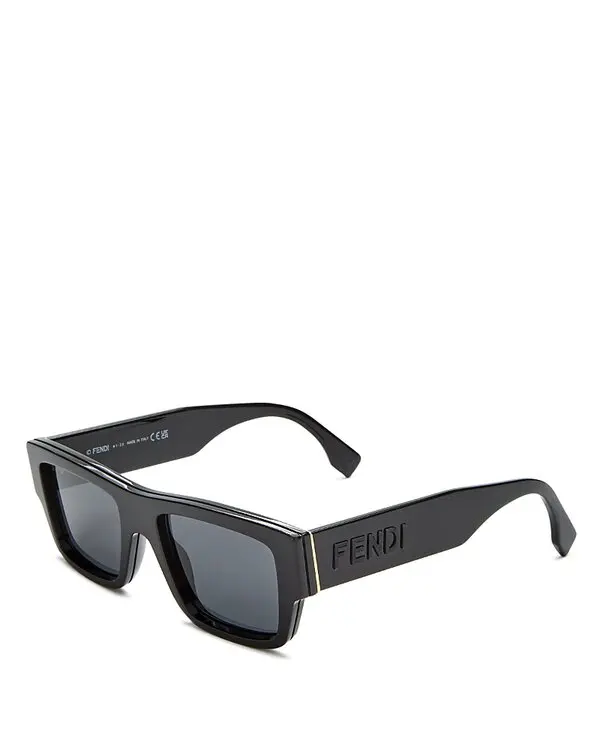 Fendi Signature Square Sunglasses, 53mm - Black/gray Solid