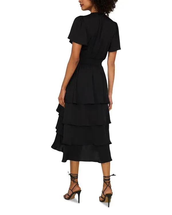 Vince Camuto Smocked Waist Tiered Dress - Rich Black