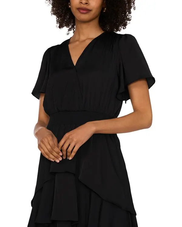 Vince Camuto Smocked Waist Tiered Dress - Rich Black