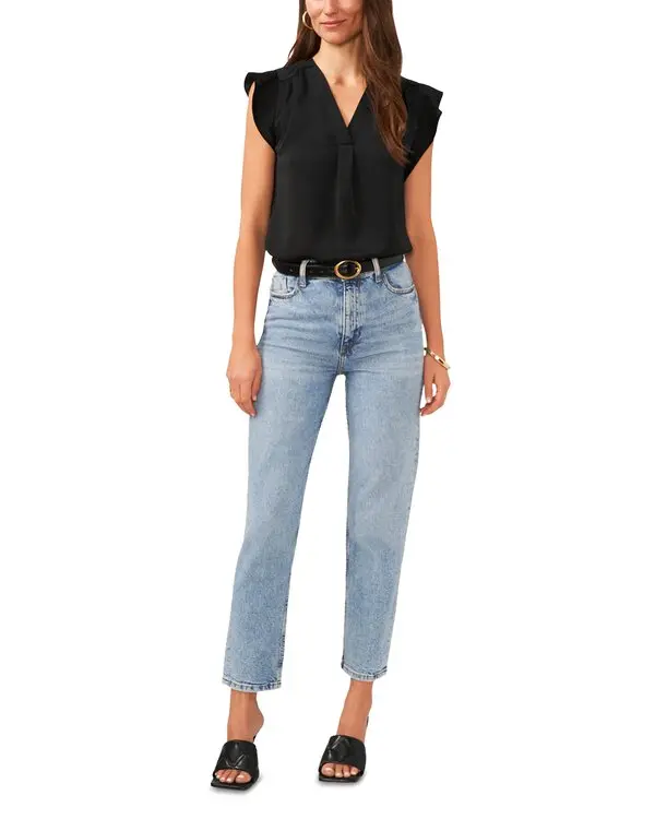 Vince Camuto Ruffle Sleeve Top - Rich Black