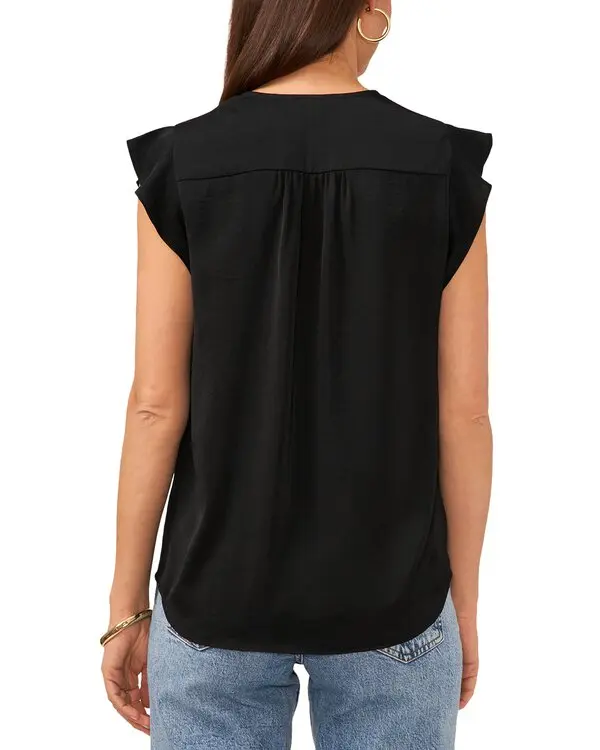Vince Camuto Ruffle Sleeve Top - Rich Black