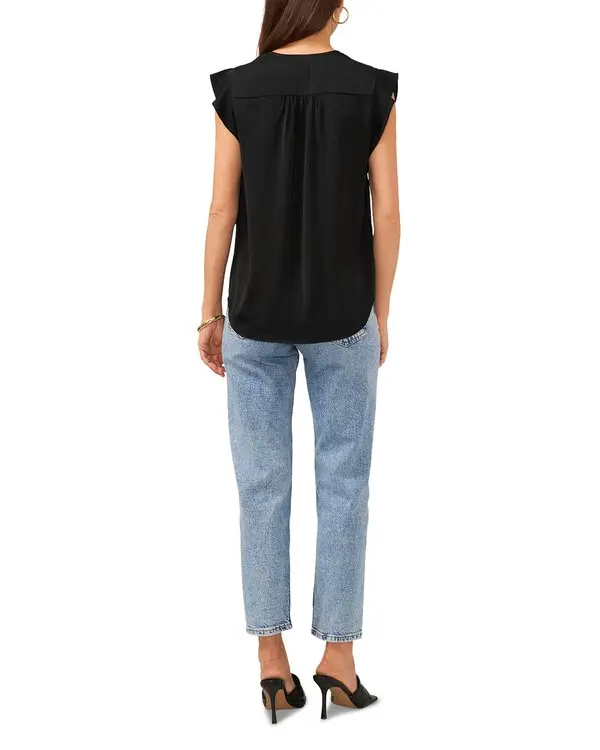 Vince Camuto Ruffle Sleeve Top - Rich Black
