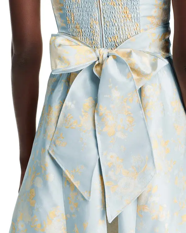 V. CHAPMAN Vera Corset Midi Dress - Sky Windsor Brocade
