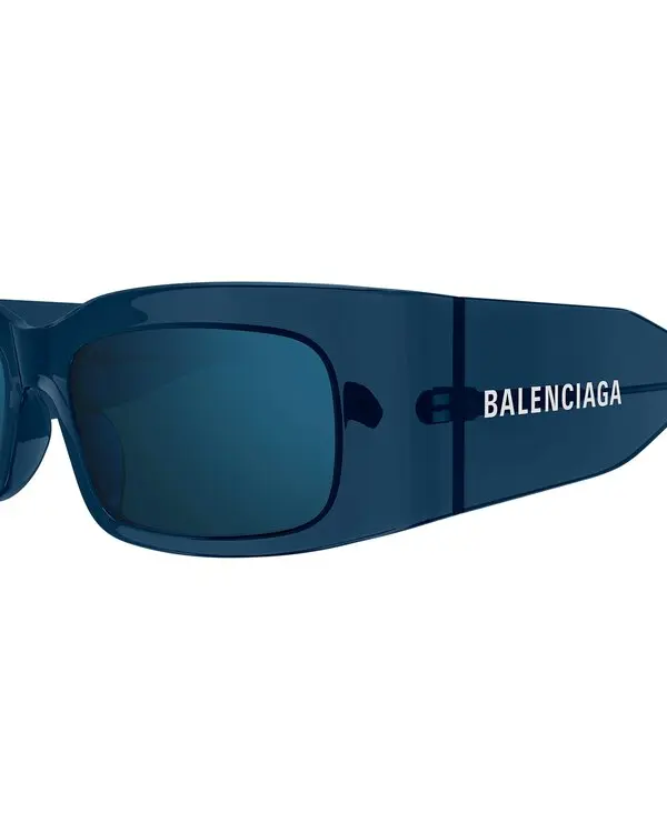 Balenciaga Paper Rectangular Sunglasses, 56mm In Blue/Blue  display picture 3