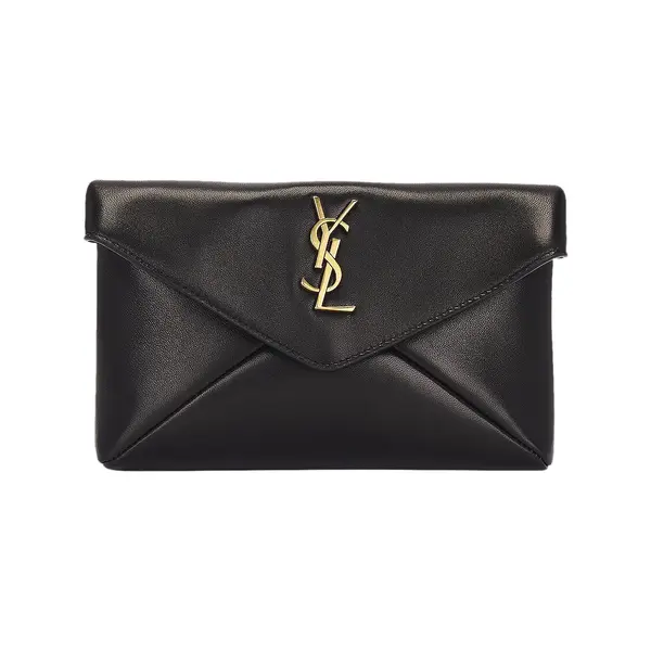 Saint Laurent Small Cassandre Envelope Pouch - Black