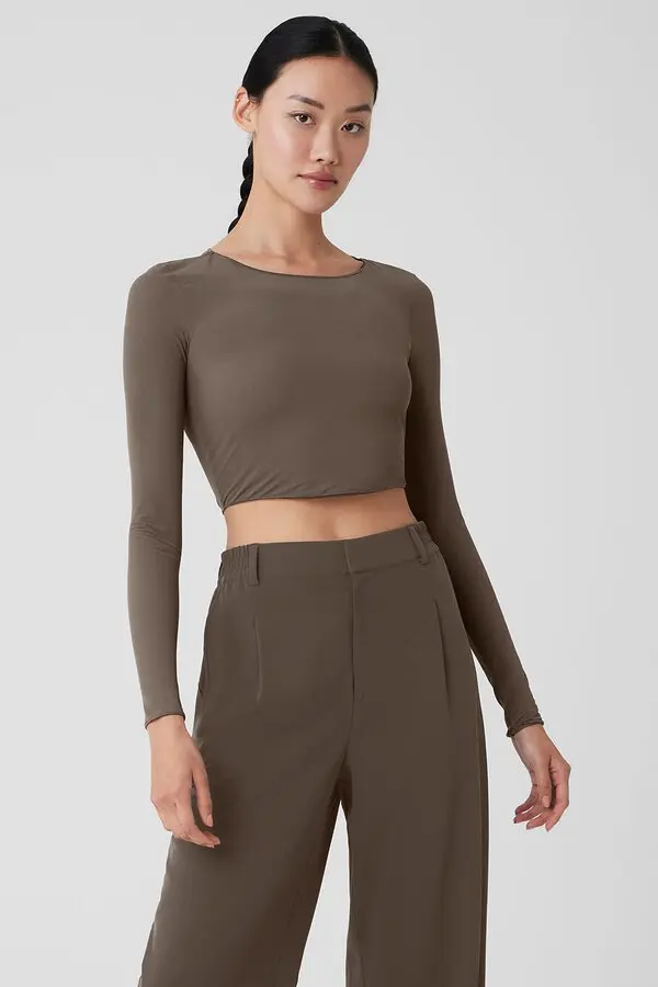 Alo Yoga Mesh Sheer Illusion Long Sleeve Top