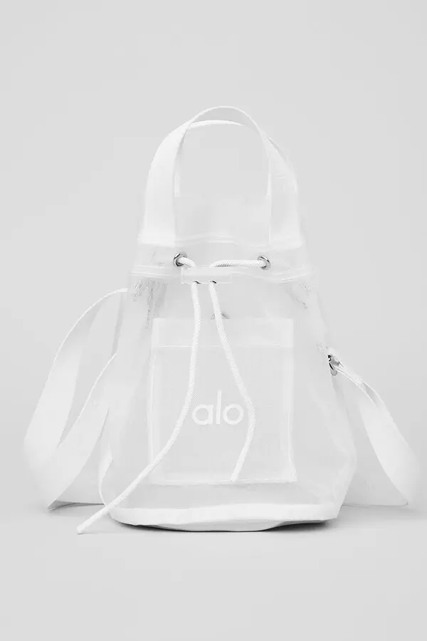 Alo Yoga Sheer Cross Body Bucket Bag - White | Editorialist