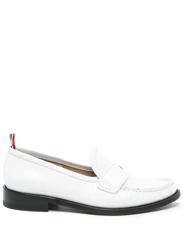 Thom Browne Soft Spazzolato Leather Pleated Loafers - White