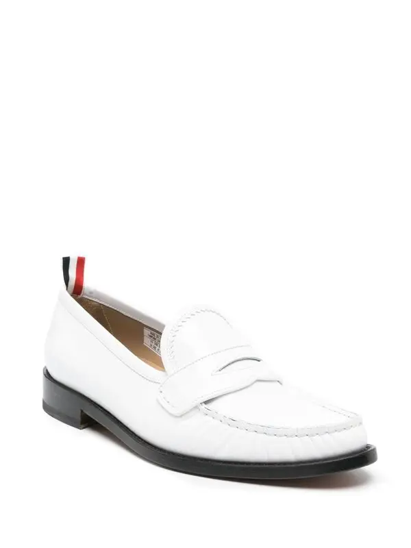Thom Browne Soft Spazzolato Leather Pleated Loafers - White
